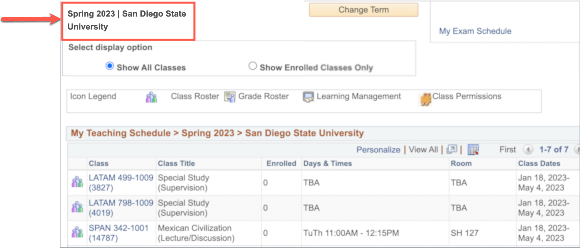 How Do I Find My Classes For A Specific Term My SDSU