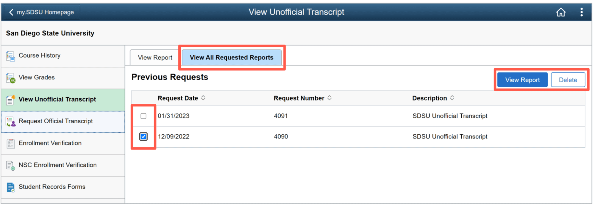 How Do I View My Unofficial Transcript My SDSU